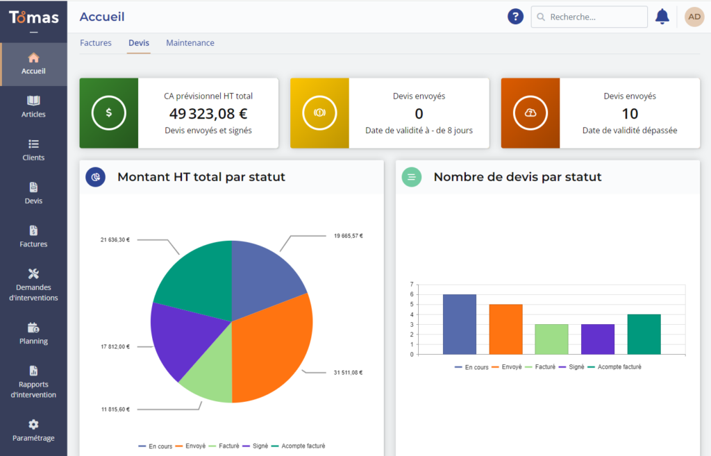 Logiciel devis factures pour les artisans et TPE du bâtiment - Tomas